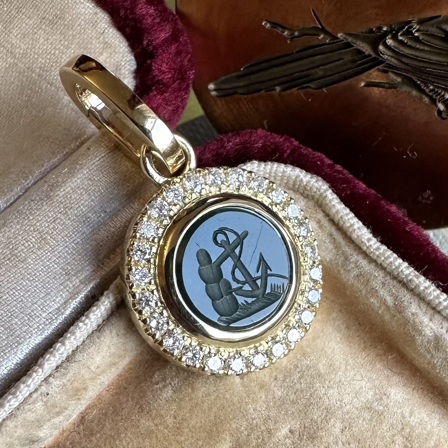 Steadfast & Hopeful Diamond Jewelled Bezel Classic Pendant – Bauble Magpie