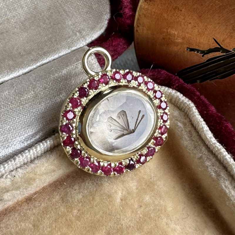 Flutter By, Butterfly Ruby Jewelled Bezel Classic Pendant – Bauble Magpie