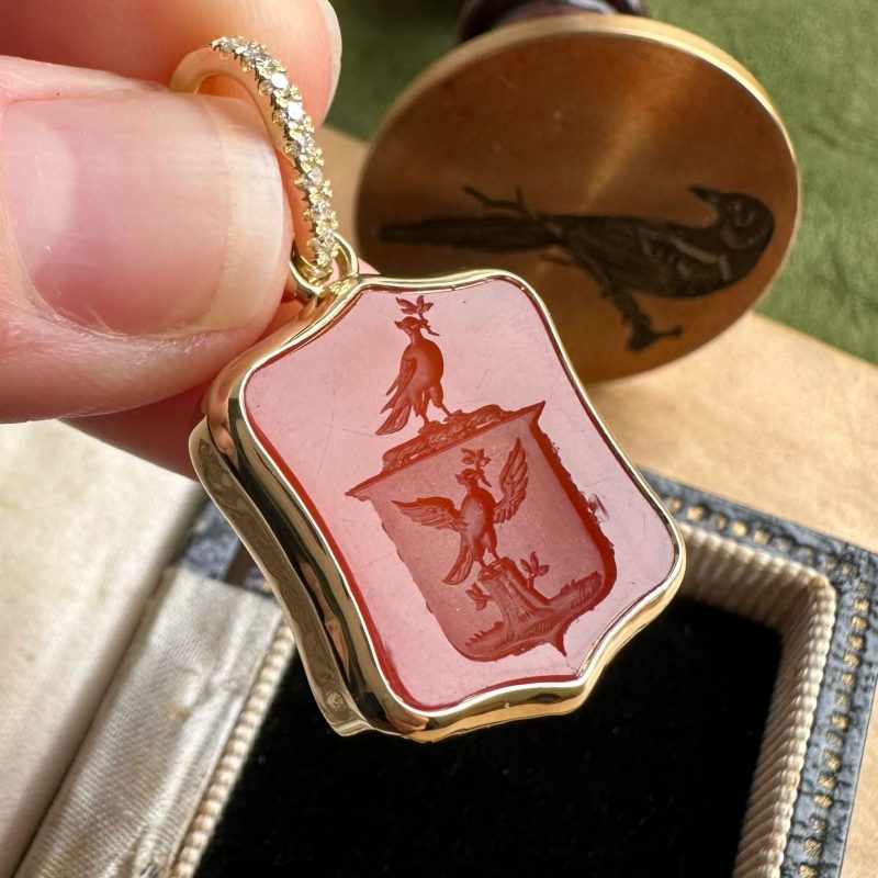 Birdy Shield Classic Pendant With Diamond Bail – Bauble Magpie